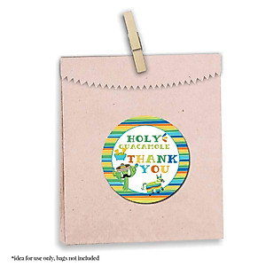 Holy Guacamole Fiesta Celebration Thank You Sticker Labels for Boys, 40 2" Party Circle Stickers by AmandaCreation, Great for Party Favors, Envelope Seals & Goodie Bags