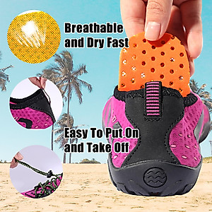 Joelynne Water Shoes for Women Men, Quick Dry Barefoot Aqua Shoes Beach Swim Sports Outdoor Hiking Diving Surf, 1 Electric Purple, 10 Women/8 Men