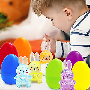 PARSUP 12PCS Easter Marble Eggs with Fidget Bunny for Easter Theme Party Favors, Supplies for Easter Egg Hunt, Basket Stuffers/Fillers, Classroom Prize Supplies Toddler Boys Girls