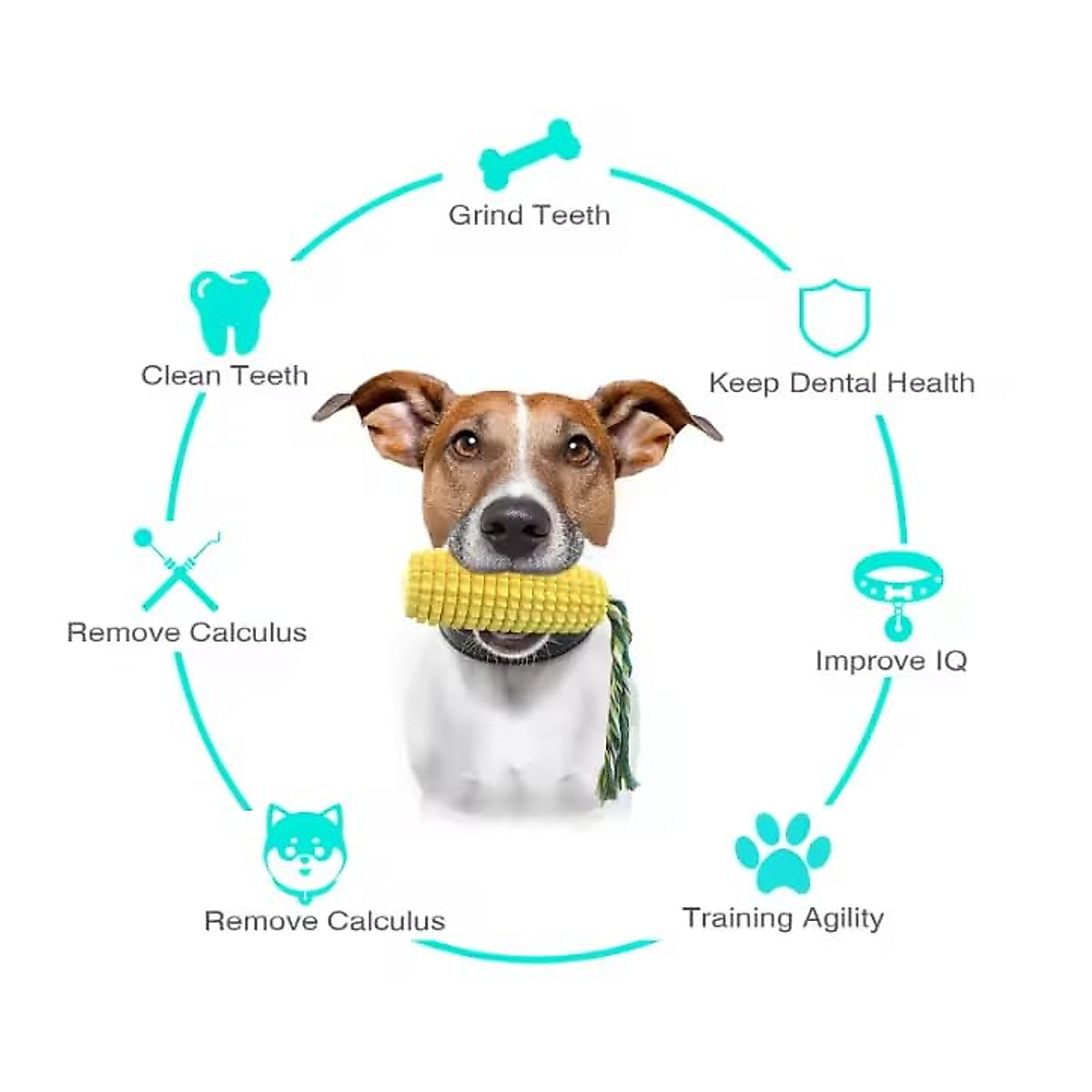 Generic Buddy Dog Chew Toy, Interactive Dog Toys for Agressive Chewers, Chew Toy Cleaning Grinding Teeth, Puppy Durable Squeaky Dog Corn Toy, Yellow
