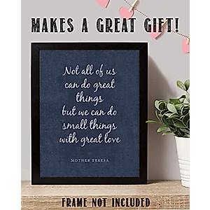 Mother Teresa Quotes Wall Art- “Do Small Things With Love”- 8 x 10" Distressed Art Wall Print- Ready to Frame. Modern Home Décor, Studio & Office Décor. Perfect Gift for Motivation & Inspiration.