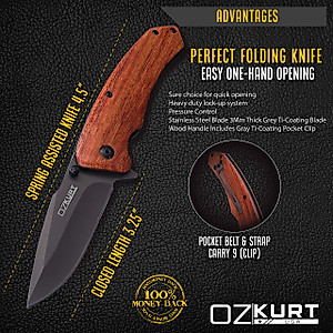 Lara Laser Works Oz-Kurt Personalized Pocket Knife Gifts for Dad Customized Groomsman Gift Free Engraving (SINGLE)
