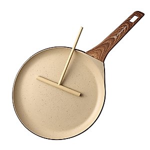 WaxonWare 11 inch Nonstick Crepe Pan Set with Crepe Spreader: Marbellous Series Flat Stove Top Nonstick Pan for Crepes, Tortilla, and Dosa - 100% PFOA Free Non Stick German Coating - Pancake Pan