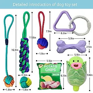 Sysmashing Dog Toys for Aggressive Chewers,8pcs Interaction Toys,tug of war Toys,Hide Food Toys,Indestructible Dog Leash Toys for Small and Medium-Sized Dogs,Safe Materials for Teeth Cleaning