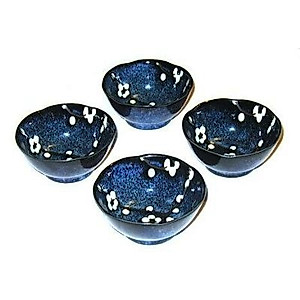 Namako Cherry Blossom Set of Four 3 1/2 Inch Japanese Soy Sauce/ Dipping Bowls
