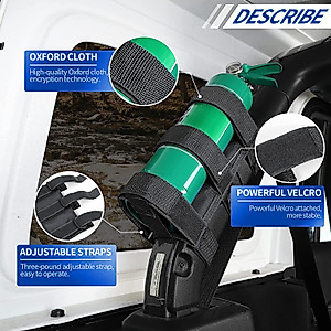 Miytsya 1 PC Fire-Extinguisher Holder Adjustable Roll Bar, Jeep Wrangler Roll Bar Fire Extinguisher Strap, American Flag Pattern, Universal for Jeep Wrangler 1965-2022 JK JKU TJ CJ Gladiator (Black)