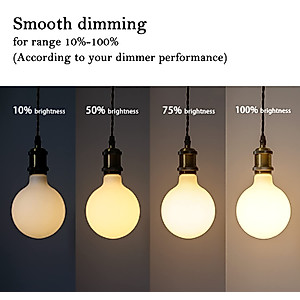 MYEMITTING 2 Pack G40/G125 Globe LED Bulb, Warm White 2700K Dimmable LED Globe Bulb, 5W Equivalent 40W LED Globe Light Bulbs, CRI 90+, Milky Glass, LED Bulb for Bathroom Vanity Mirror, E26 Base