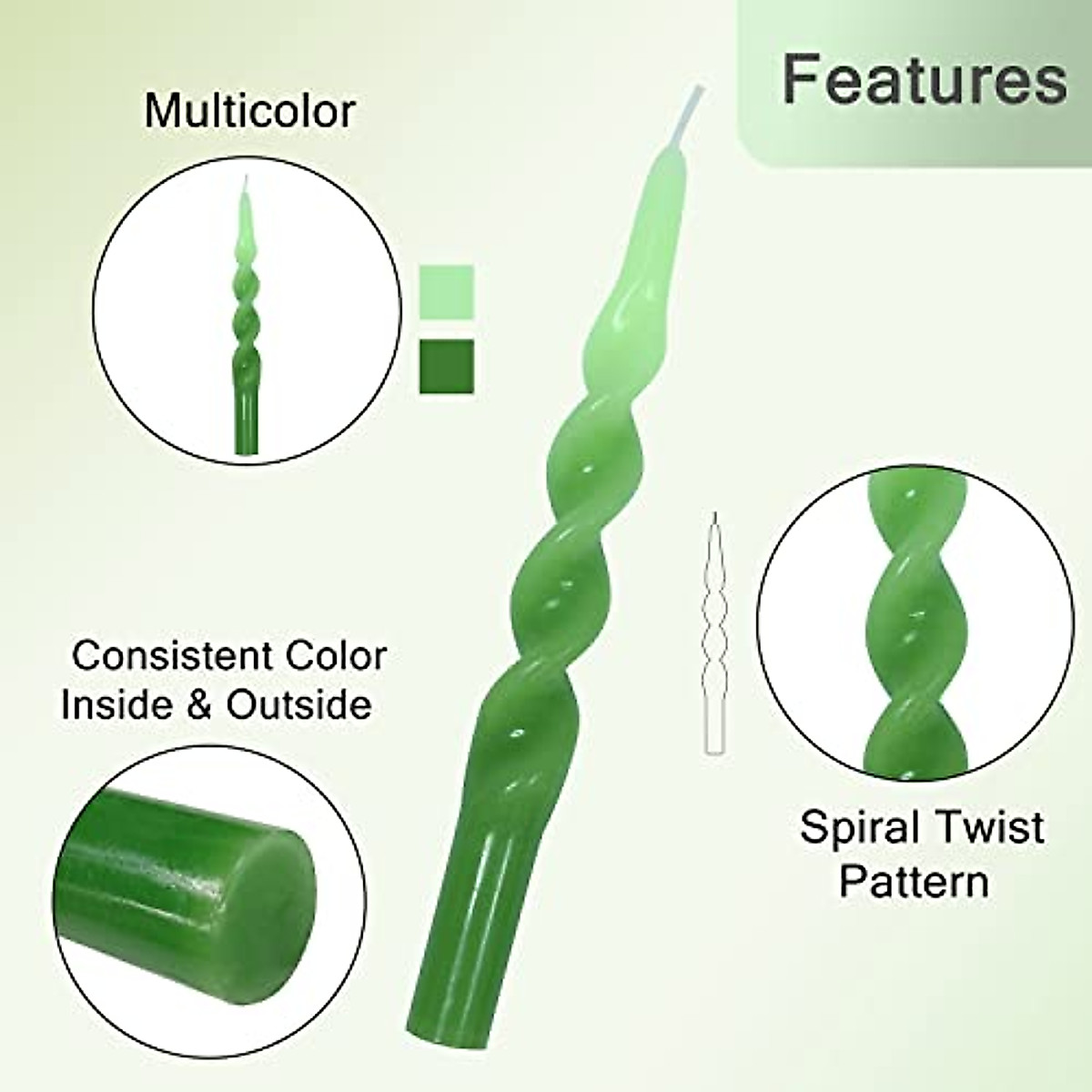 Spiral Taper Candle Dinner Candle Set 10 Inches Twisted Candlesticks 2 Color Handmade Dripless Candles Sticks for Wedding Celebration Anniversary Christmas Church