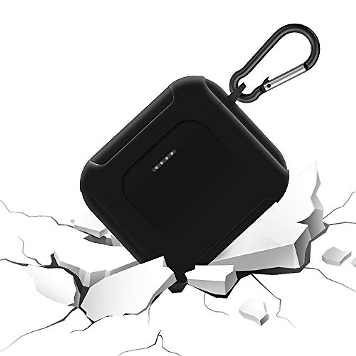 Geekria Silicone Case Cover Compatible with Skullcandy Indy Evo True Wireless Earbuds, Earphones Skin Cover, Protective Carrying Case with Keychain Hook, Charging Port Accessible (Black)