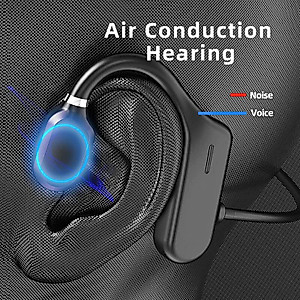 KENKUO Open Ear Headphones Wireless Bluetooth, Air Conduction Headphones, Waterproof & Sweatproof Sport Headphones Built-in Mic, Only 15g Light Weight, for Workouts and Running, Black