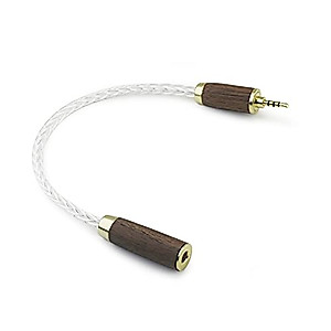 NewFantasia 2.5mm Balanced Male to 4.4mm Balanced Female Portable Headphone Adapter Jack Convert Cable 8 Cores 6N OCC Copper Single Crystal Silver Plated Wire Walnut Wood Shell