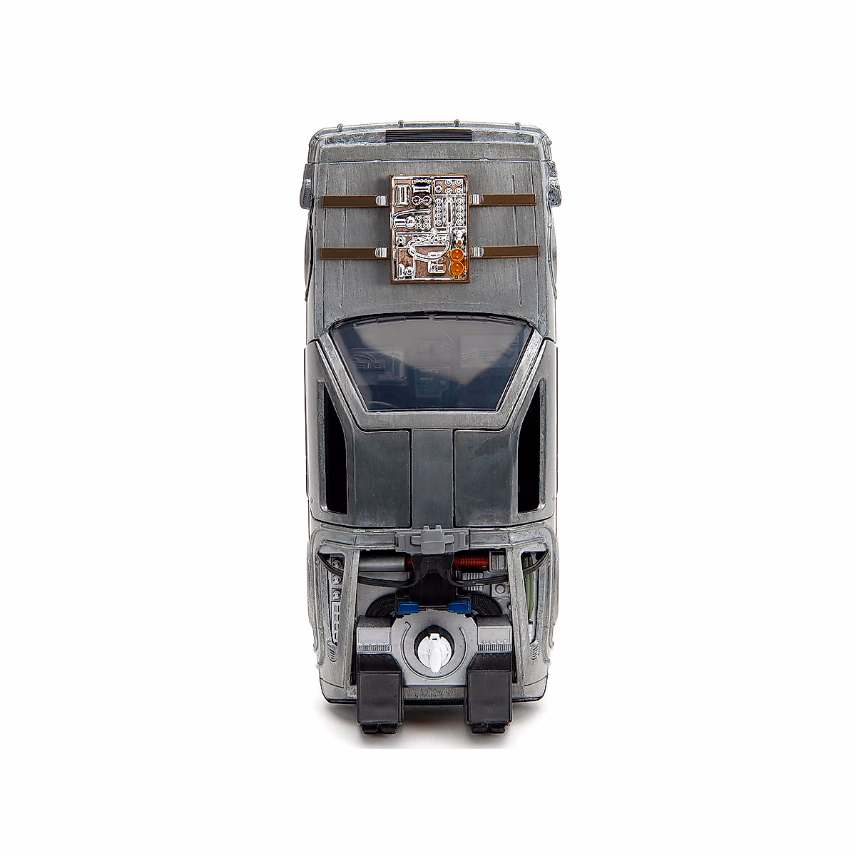 Delorean DMC (Time Machine) Brushed Metal Train Wheel Version Back to The Future Part III (1990) Movie Hollywood Rides Series 1/32 Diecast Model Car by Jada 34786