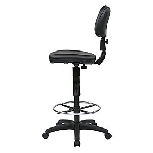Office Star DC Series Adjustable Drafting Chair with Foot Ring and Sculptured Foam Seat, Black Vinyl