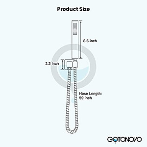 gotonovo Wall Mount High Pressure Brushed Nickel Square Hand Held Shower with Wall Connector and Solid Brass Hose Set