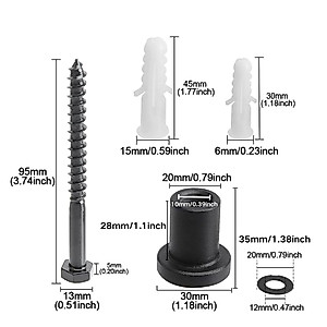 Mairuker Sliding Barn Door Hardware 1.38in Black Spacer Replacement Barn Door Hardware Kit with Screws for 16" Stud Wall (Set of 5)