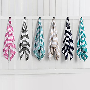 LULUHOME Plush Oversized Beach Towel - Fluffy Cotton Thick 36 x 70 Inch Chiffon Striped Pool Towels, Large Summer Cabana Swimming Towel for Adults