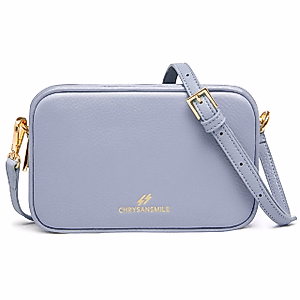 Chrysansmile Genuine Leather Crossbody Bags for Women Ladies Small Crossbody Shoulder Bag Lightweight Purses and Handbags - Light Blue