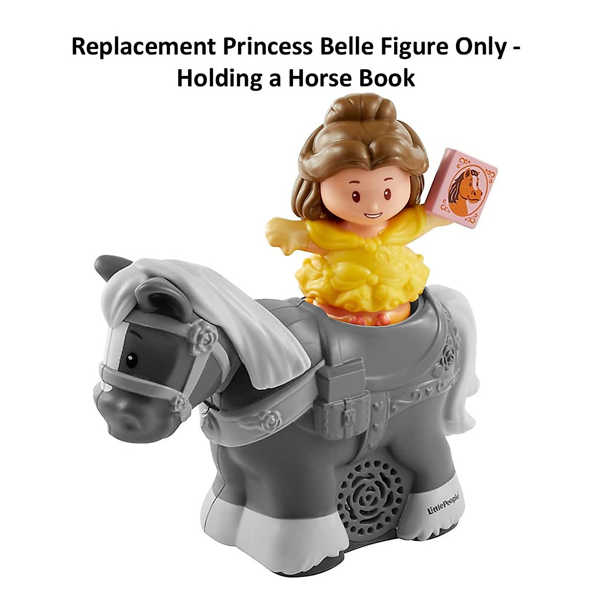 Replacement Part for Fisher-Price Little People Princess Belle and Philippe Playset - GNG89 ~ Replacement Princess Belle Figure ~ Holding a Horse Book ~ Works with Other Playsets As Well!