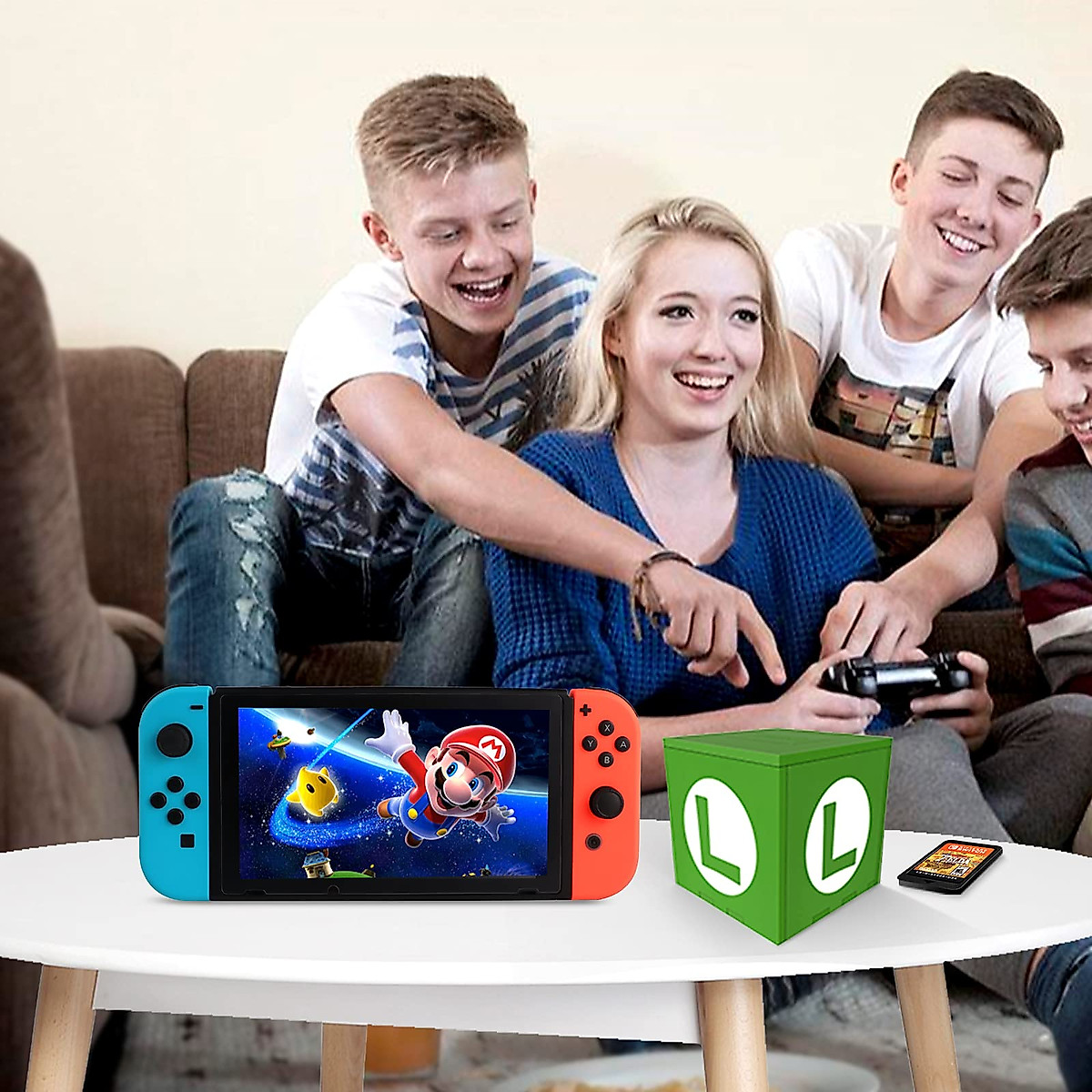 UFOPETIE Game Storage Box for Switch Game Cards Mario Games Cube,Up to 16 Games,Foldable Nintendo Switch Game Card Case Cube Nintendo Switch Game Storage Box-Green L