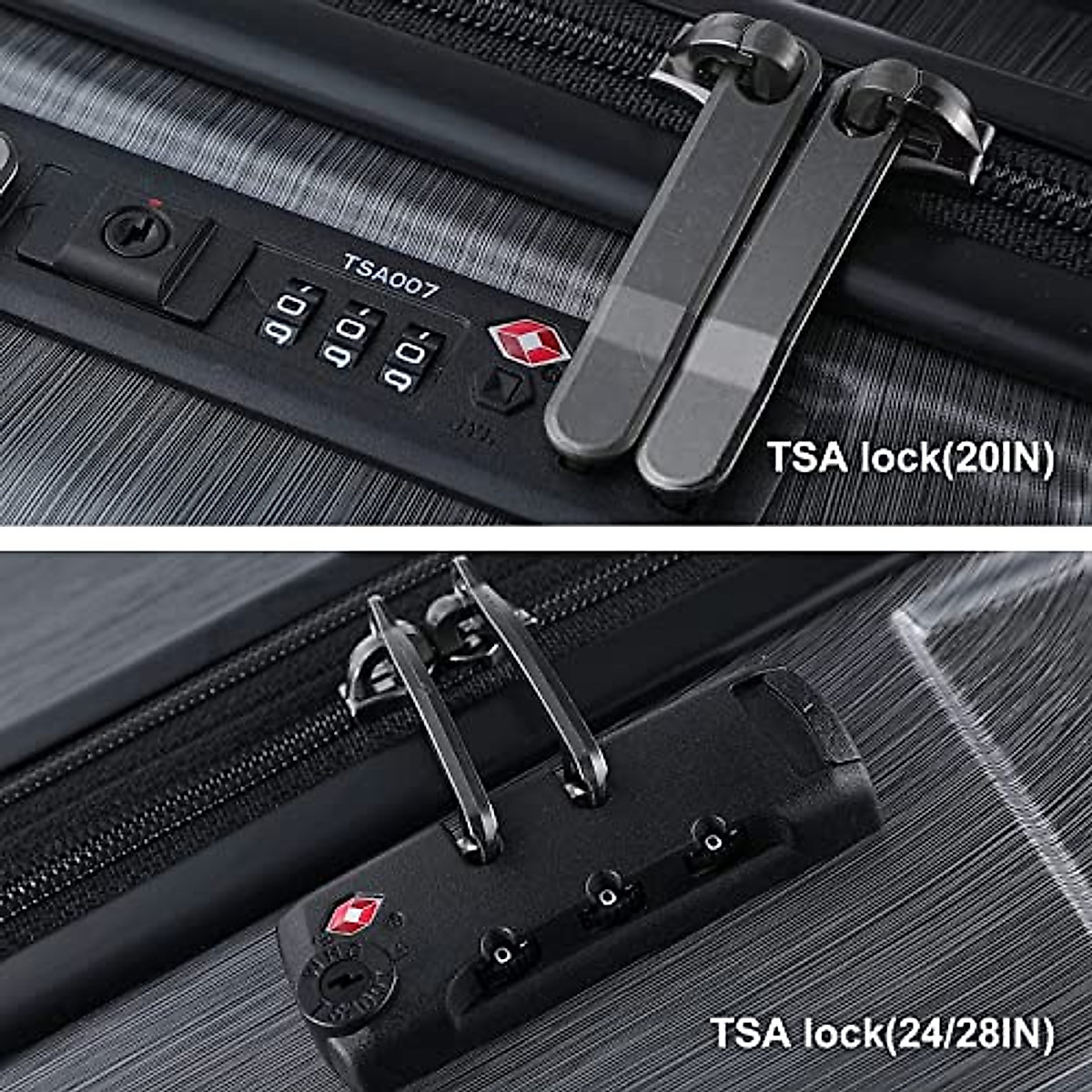 TydeCkare 2 Piece 20/28" Suitcase Sets, Only 20" with Front Pocket, Lightweight ABS+PC Suitcase Hardshell Carry Ons with TSA Lock & Spinner Silent Wheels, Black