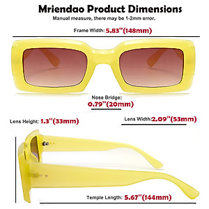 Mriendao Yellow Sunglasses for Women Men, Retro 90s Rectangle Sun Glasses Shades, Fashion Yellow Accessories
