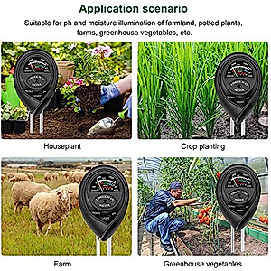 CHICIRIS 3 in 1 Function Soil Tester, Soil pH Meter Plant PH Moisture Meter Soil Moisture/pH/Light Tester for Gardening Tool Kits for Garden, Farm, Lawn, Indoor & Outdoor
