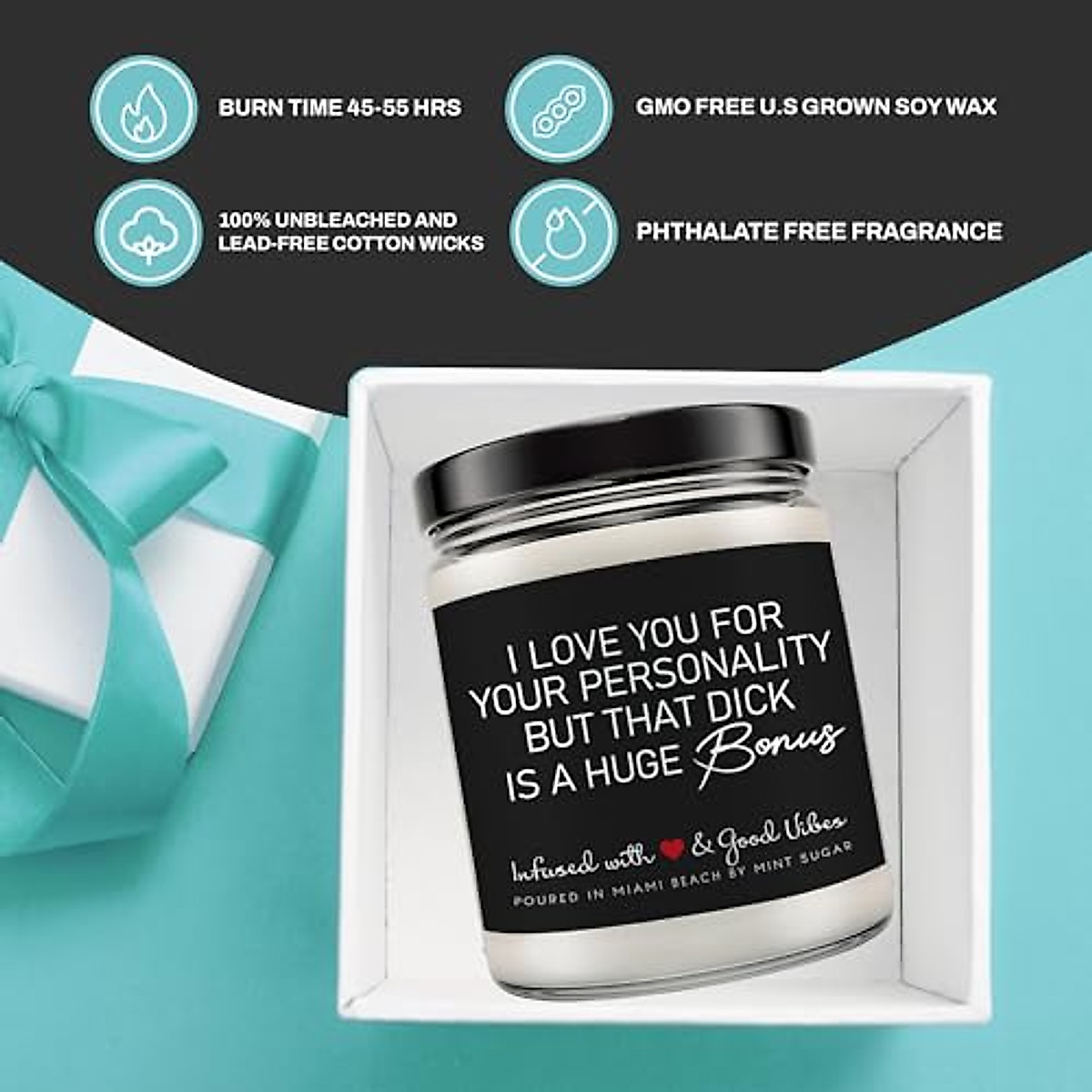 Candle Gifts for Men Funny, Boyfriend Candle, Made in USA, 9 oz, Funny Christmas Gifts for Boyfriend by Mint Sugar Candle Company