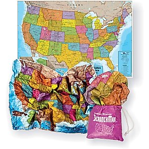 Waypoint Geographic USA ScrunchMap, Portable, Easy-to-Store USA Map, Water and Tear-Resistant Map, Eco-Conscious Unique Gifts, Storage Bag Included, 24" H x 36" W