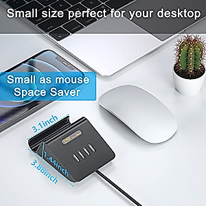 USB Charging Station, 4 USB Desktop Charging Station for Multiple Devices Compatible with Smart Phones, Speaker, Power Bank and More