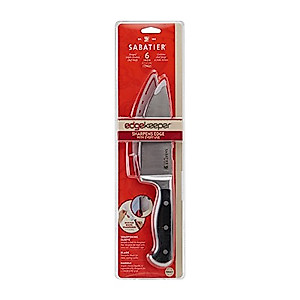 Sabatier Forged Triple Riveted Chef Knife with Edgekeeper Self-Sharpening Blade Cover, High-Carbon Stainless Steel Kitchen Knife, Razor-Sharp Knife to Cut Fruit, Vegetables and more, 6-Inch, Black