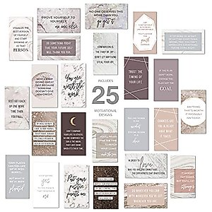 Canopy Street Marble Quartz Daily Gratitude Cards / 50 Motivational Kindness Cards / 25 Inspirational Quote Card Designs / 2.5” x 3” Uplifting Business Cards