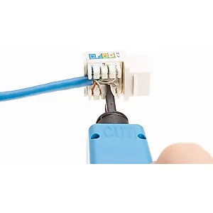 Cat5e Keystone Ethernet Wall Jack Punch Down UTP 45-Degree (Easier Termination Than 90-Degree), RJ45 Slim Profile Speed Termination 45° Angled Blue (50 Pack)