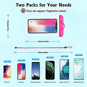 Arae Waterproof Phone Pouch Compatible for iPhone 13 Pro Max 12 11 XR X 8 7 Plus Samsung Galaxy S21 and More Up to 7 Inch for Beach Swimming Surfing Snorkeling 2 Packs Black+Pink