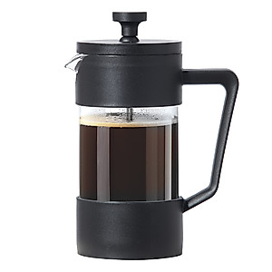 Oggi French Press Coffee Maker (12oz)- Borosilicate Glass, Coffee Press, Single Cup French Press, 3 cup Capacity, Black