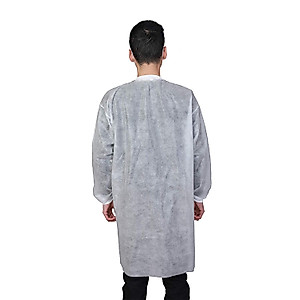 Cleaing Pack of 10 Disposable Lab Coats for Adult Large, 2 Pockets with Knitted Collar and Cuffs