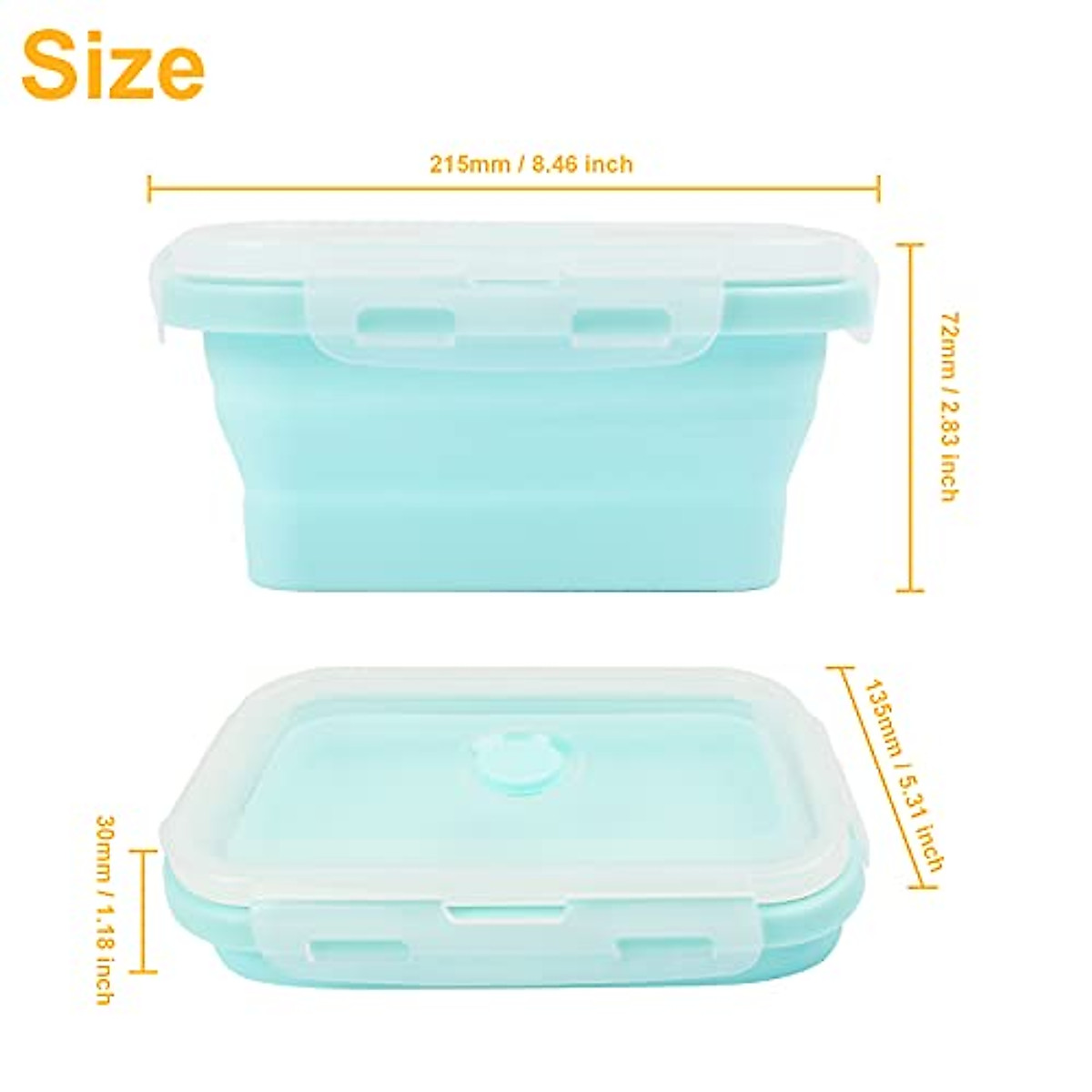 KUFUNG Collapsible Silicone Food Storage Container Stackable - Space Saving | Microwaveable | Freezer, Dishwasher Safe| BPA Free|Collapsible Leftover or Meal Prep Lunch Box Containers (Blue, 1200ml)