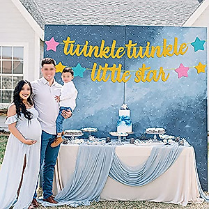 Twinkle Twinkle Little Star How We Wonder What You Are Banner Gender Reveal Decorations He or She Pink Blue Gold Star Baby Shower Party Supplies Glitter Décor Pre-Strung