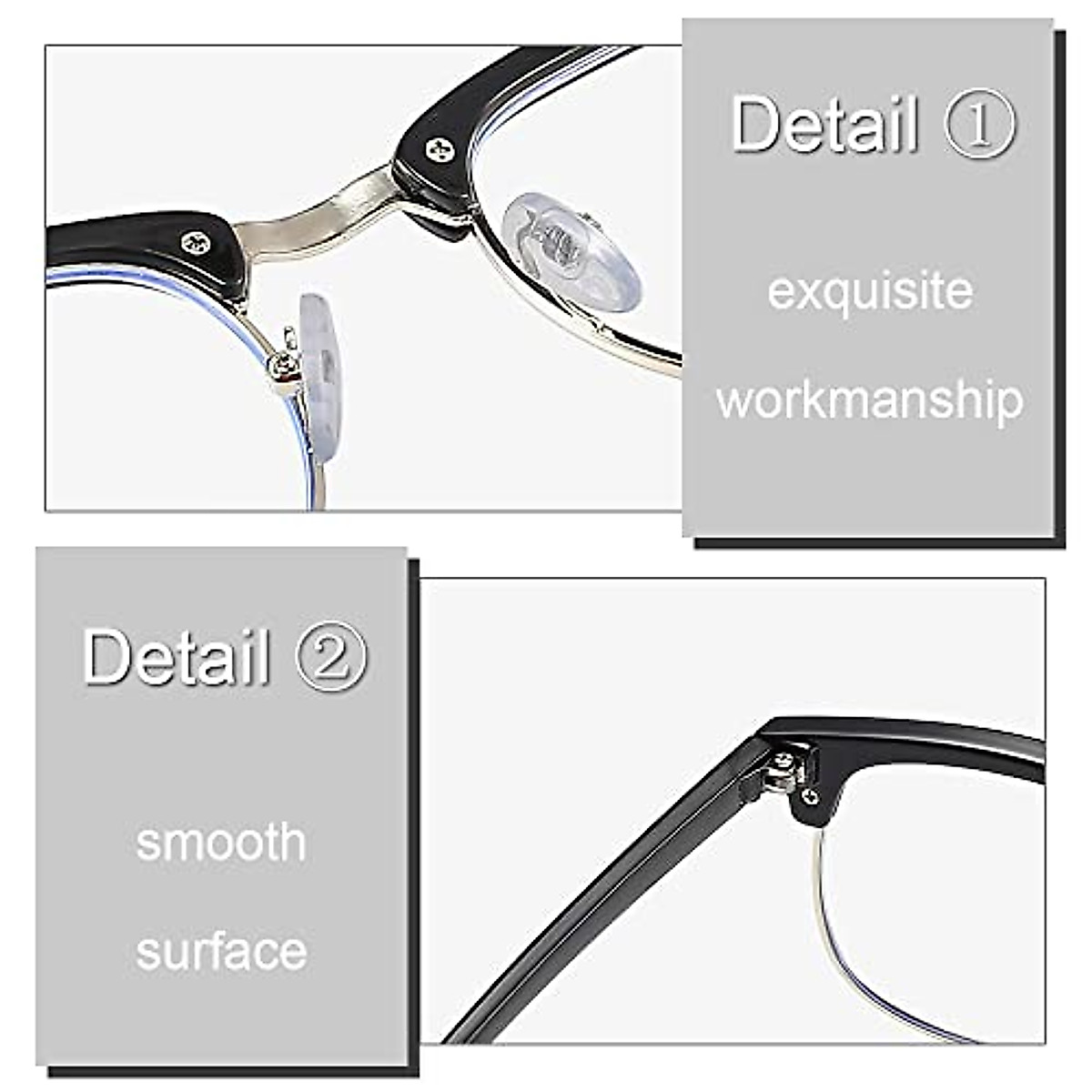 BAIWANLCH Blue Light Glasses for Women Blocking Blue Light Glasses Men Clear Lens Vintage Metal Frame Retro Eyeglasses Anti Glare Glasses for Work, Playing Games, Playing Computer Glasses Men