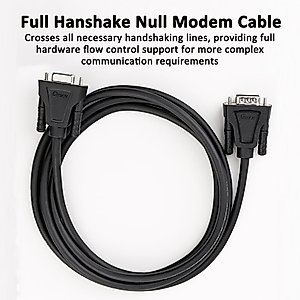 DTech 15ft DB9 RS232 Serial Cable Male to Male Null Modem Cord Full Handshaking 7 Wire Crossover for Data Communication Compatible with Computer Network Switch Router (15 Feet, Black)