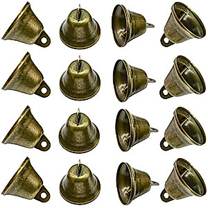 Maydahui 20PCS Bronze Jingle Bells Vintage Brass Color Mini (1.7 X 1.5 Inches) for Wedding Doors Dog Collar Jewelry Sewing Christmas Hallowmas Decoration