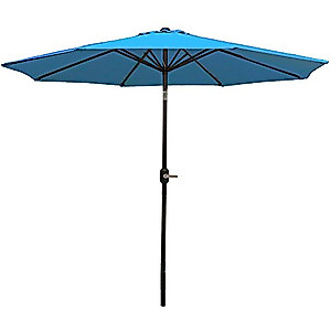 Sunnydaze 9-Foot Patio Umbrella - Push-Button Tilt and Crank Handle - Aluminum Pole and Polyester Shade Canopy - Turquoise