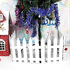 4Pcs Christmas Tree Fences White Plastic Picket Fence Wedding Party Decoration Miniature Home Garden Border Grass Lawn Edge Fence(4Pcs-Length 100CM)