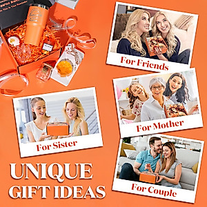 Gifts for Women Unique Spa Gifts Basket Set Birthday, Mothers Day, Valentines Day Christmas Gifts for Mom, Sister, Her, Girlfriend, Wife Bright Orange Gift Box…