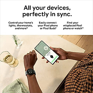 Google Pixel Watch - Android Smartwatch with Fitbit Activity Tracking - Heart Rate Tracking Watch Polished Silver Stainless Steel case with Charcoal Active band - WiFi