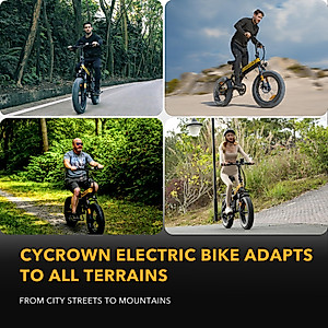 CYCROWN CycKnight Electric Bike for Adults Foldable 750W Ebike with 48V 12.5AH Removable Battery, Folding 20" x 4.0" Fat Tire Electric Bicycle Dual Shock Absorber Ebikes