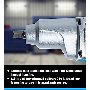 WILD EDGE Impact Wrench Kit, Heavy Duty 1/2 Inch Drive Corded Impact Gun, 7.5 Amp Max Torque 240 Ft-lbs & 2700 IPM, 4 Impact Sockets with Pin Anvil