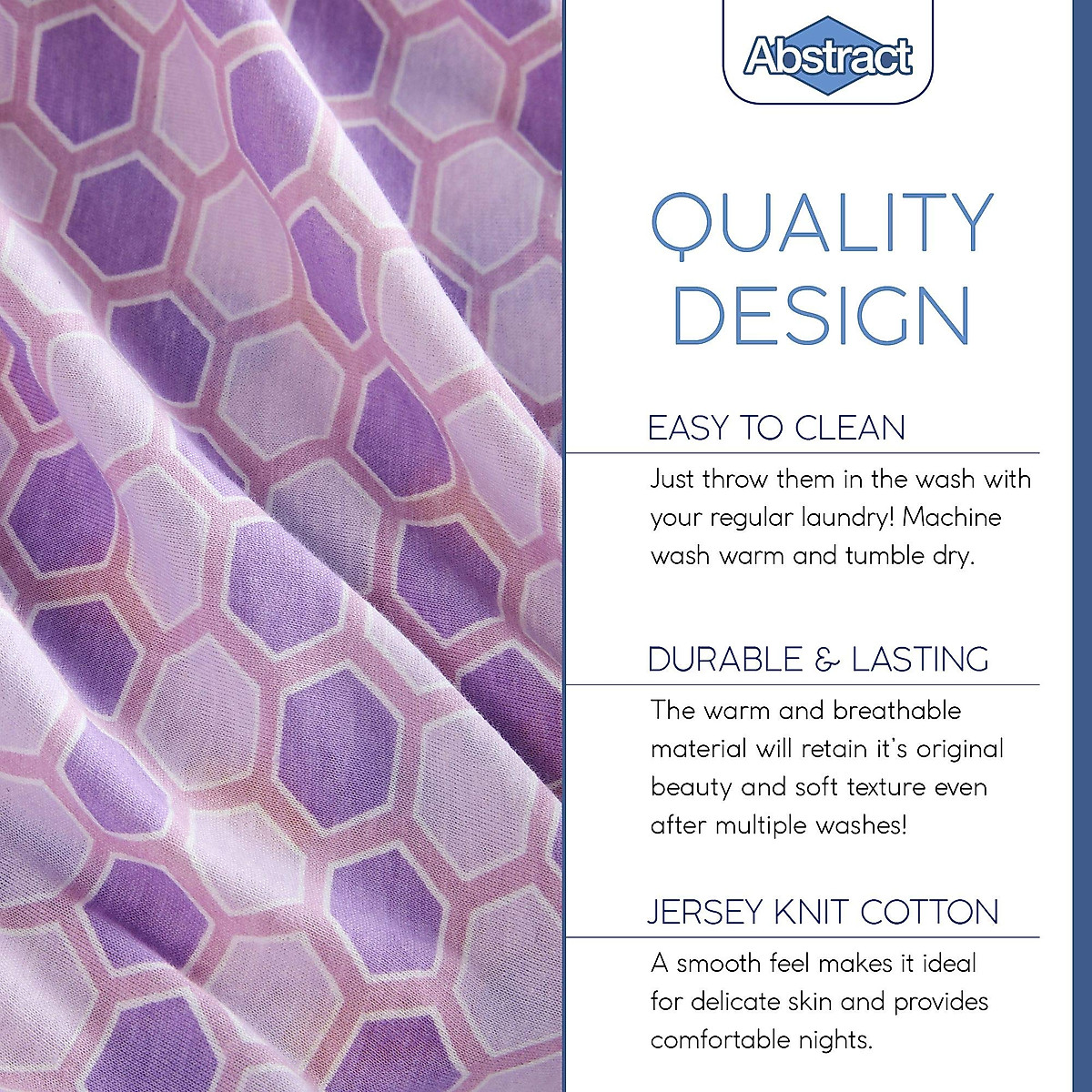 Fitted Crib Sheets for Portable Crib – Super Soft, 100% Jersey Cotton – 24” x 38” – for Boys and Girls, Fits Mini Mattresses - Covered Elastic Hem – Lavender Honeycomb– by Abstract