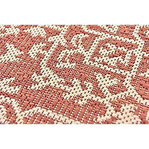 Unique Loom Outdoor Botanical Collection Area Rug - Allover (2' 2" x 6' 1" Runner, Terracotta/ Beige)