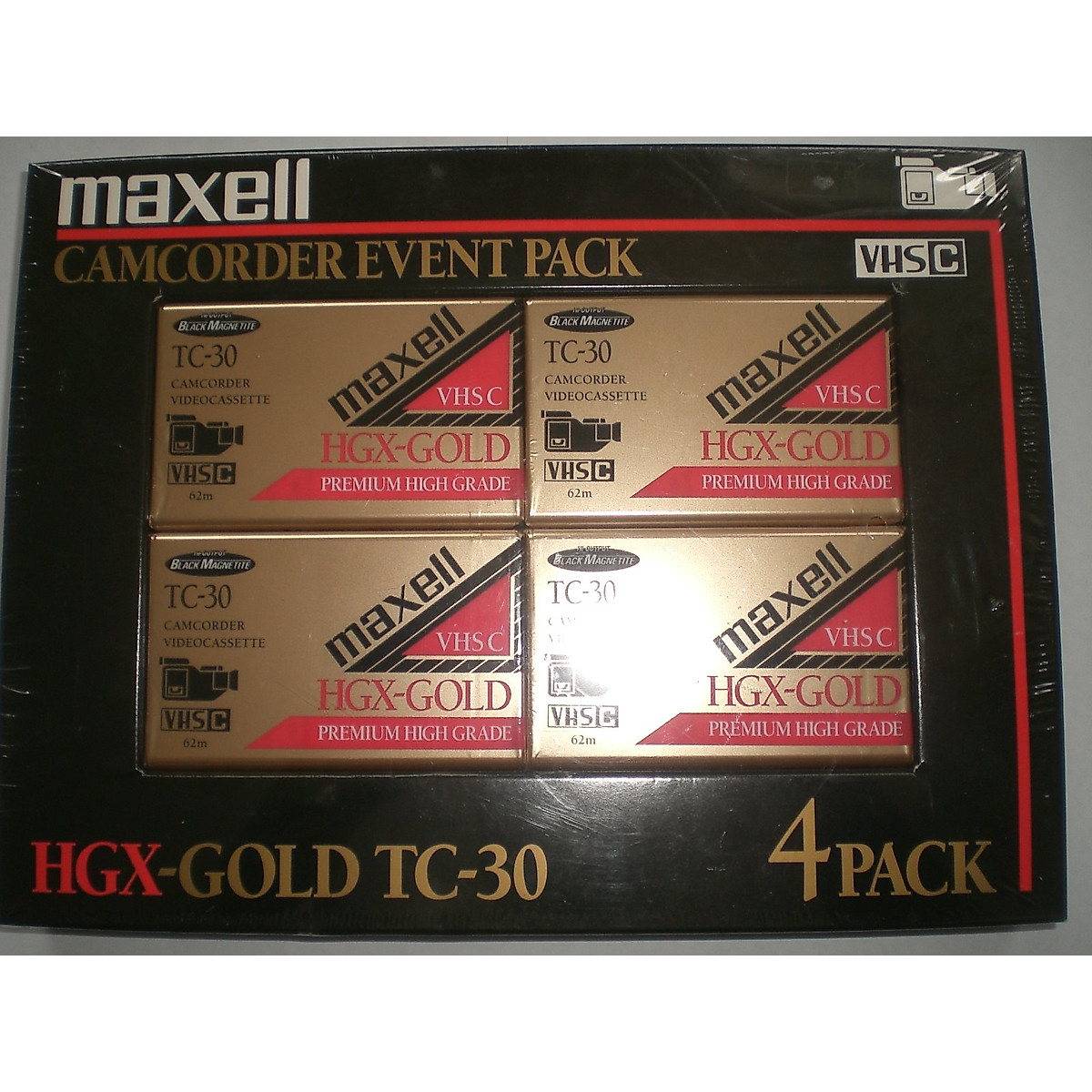 MAXELL HGX-GOLD VHS-C TC-30 4 PACK
