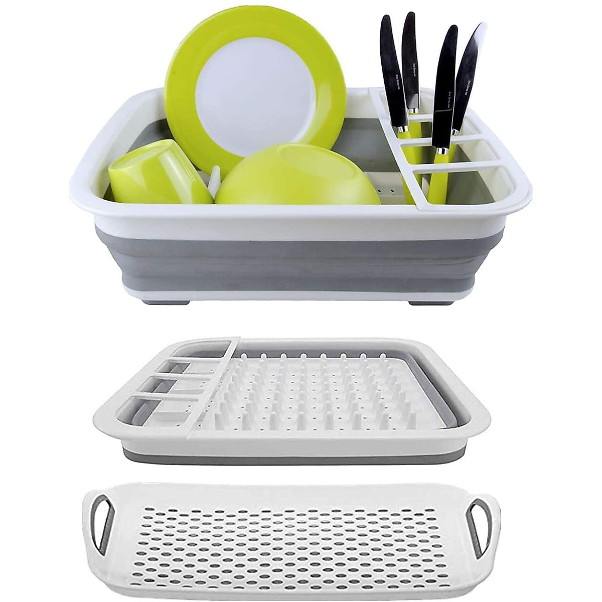 Collapsible Dish Rack and Drainboard Set Storage Dish Drying Rack Basket Folding Storage Container for Kitchen Motorhome Camper